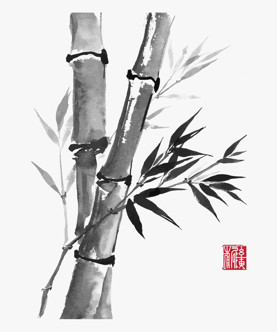 Drawn Bamboo Kawayan - Japanese Bamboo Ink Painting , Free Transparent ...
