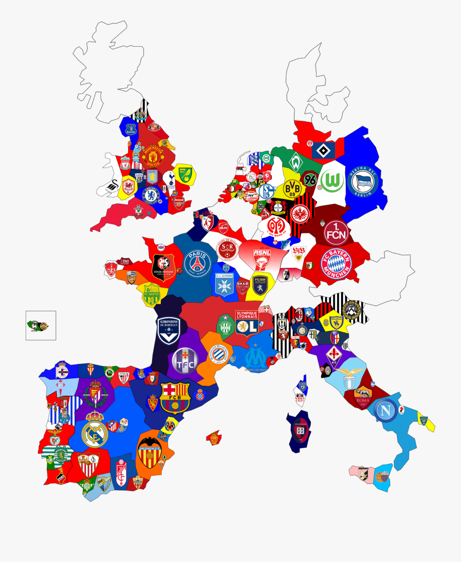 Picture - Football Clubs Of Europe Map , Free Transparent Clipart ...