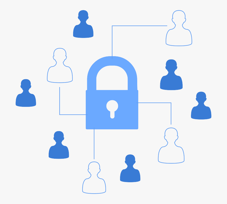 Blue Lock In The Center With Icons Of People In White - User Access ...