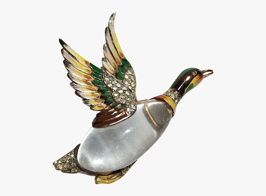 Coro Craft Sterling Jelly Belly Flying Duck Pin Brooch - Mallard , Free ...