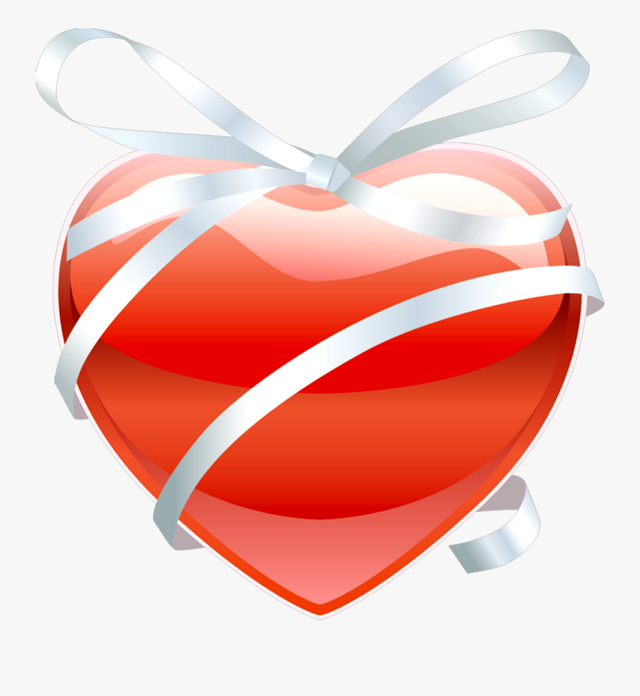 Red Heart With Ribbon - Vector , Free Transparent Clipart - ClipartKey