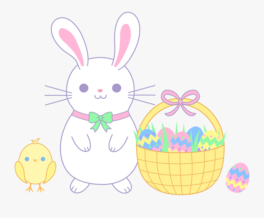 Easter Bunny And Chick With Basket , Free Transparent Clipart - ClipartKey