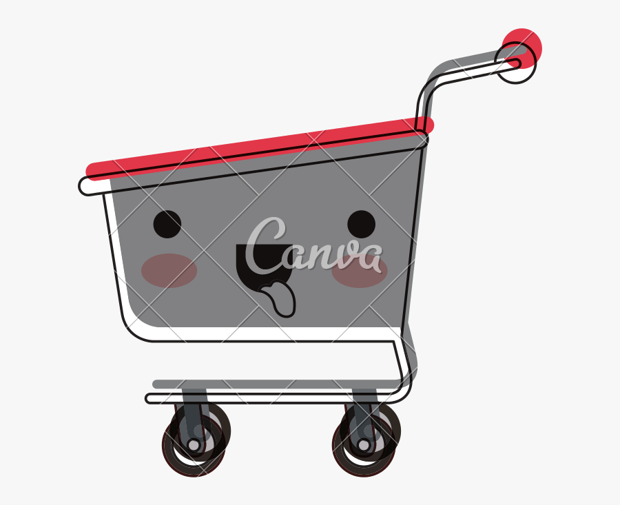 Kawaii Shopping Cart In Watercolor Silhouette - Kawaii Icon Shopping ...