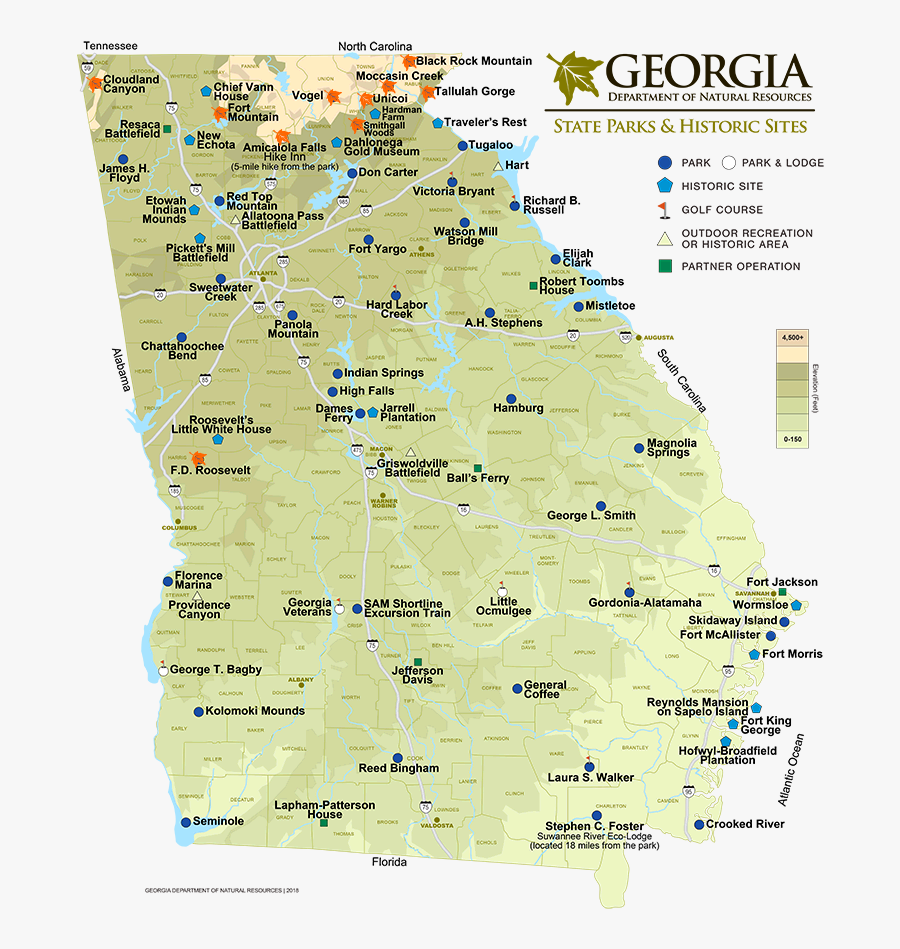 Georgia State Parks Map , Free Transparent Clipart - ClipartKey