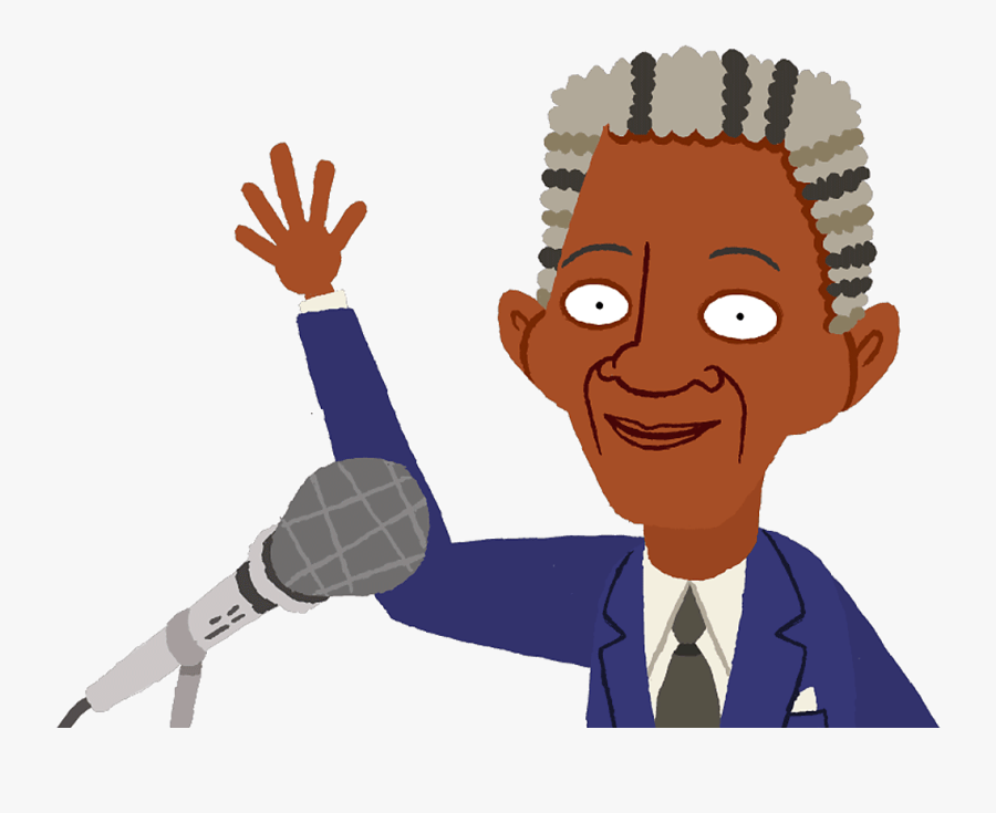 Nelson Mandela Smiling And Waving In Front Of A Microphone - Nelson ...