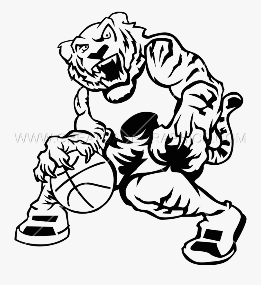 White Drawing Basketball - White Tiger Playing Basketball , Free ...