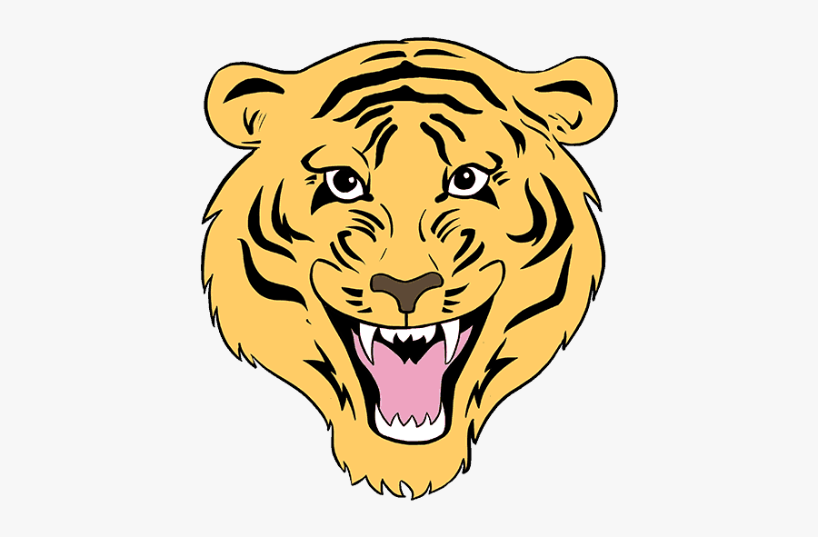 How To Draw Tiger Face - Color Tiger Face Drawing , Free Transparent ...