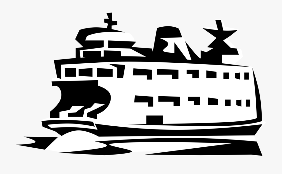 Vector Illustration Of Ferry Or Ferryboat Watercraft - Ferry Boat Clip ...