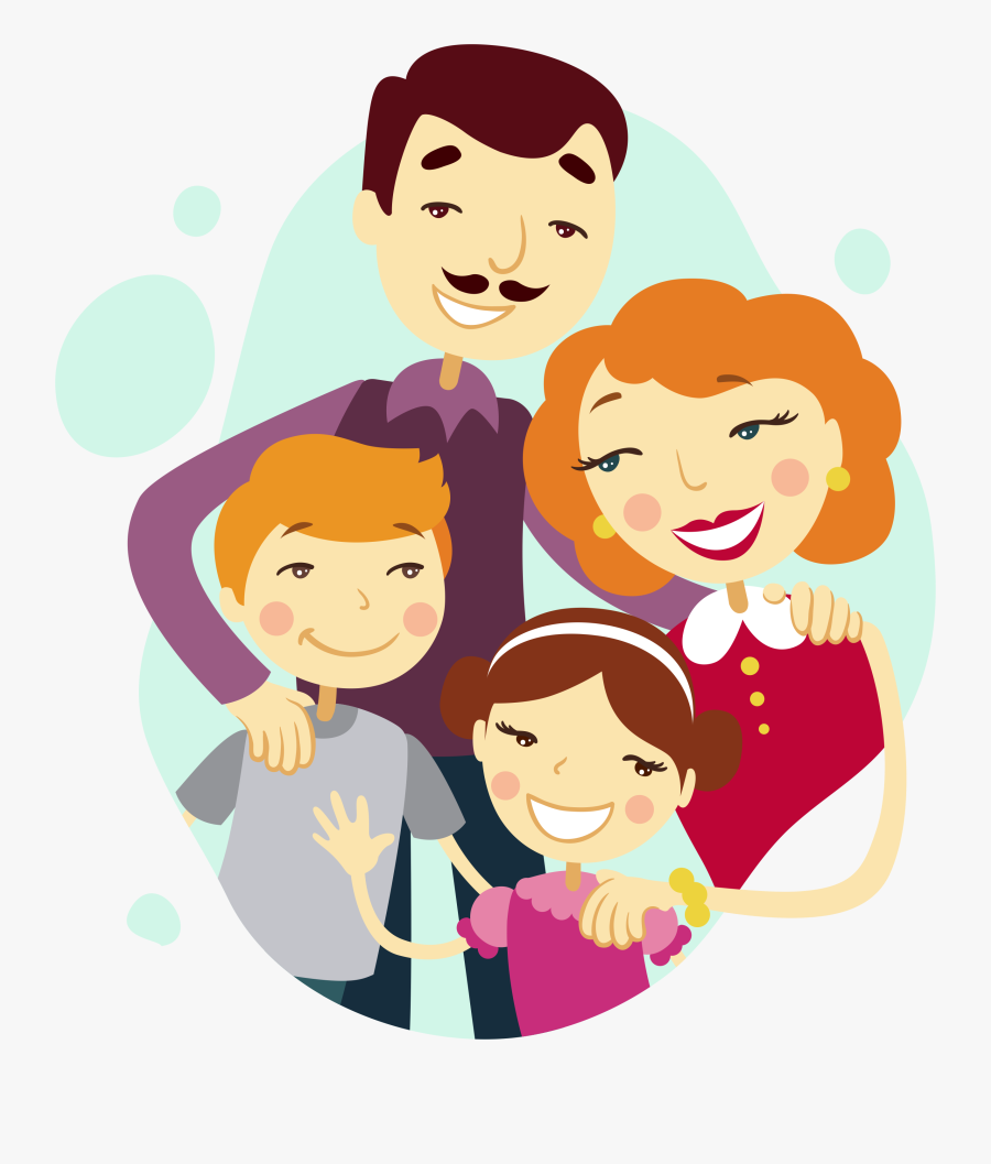 Cartoon Illustration Happy Four - Family Vector Png , Free Transparent ...