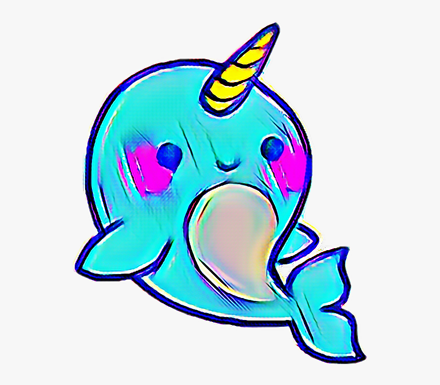 Narwhal Blue Sea Animal Cute Kawaii Rainbow Effect - Kawaii Cute ...
