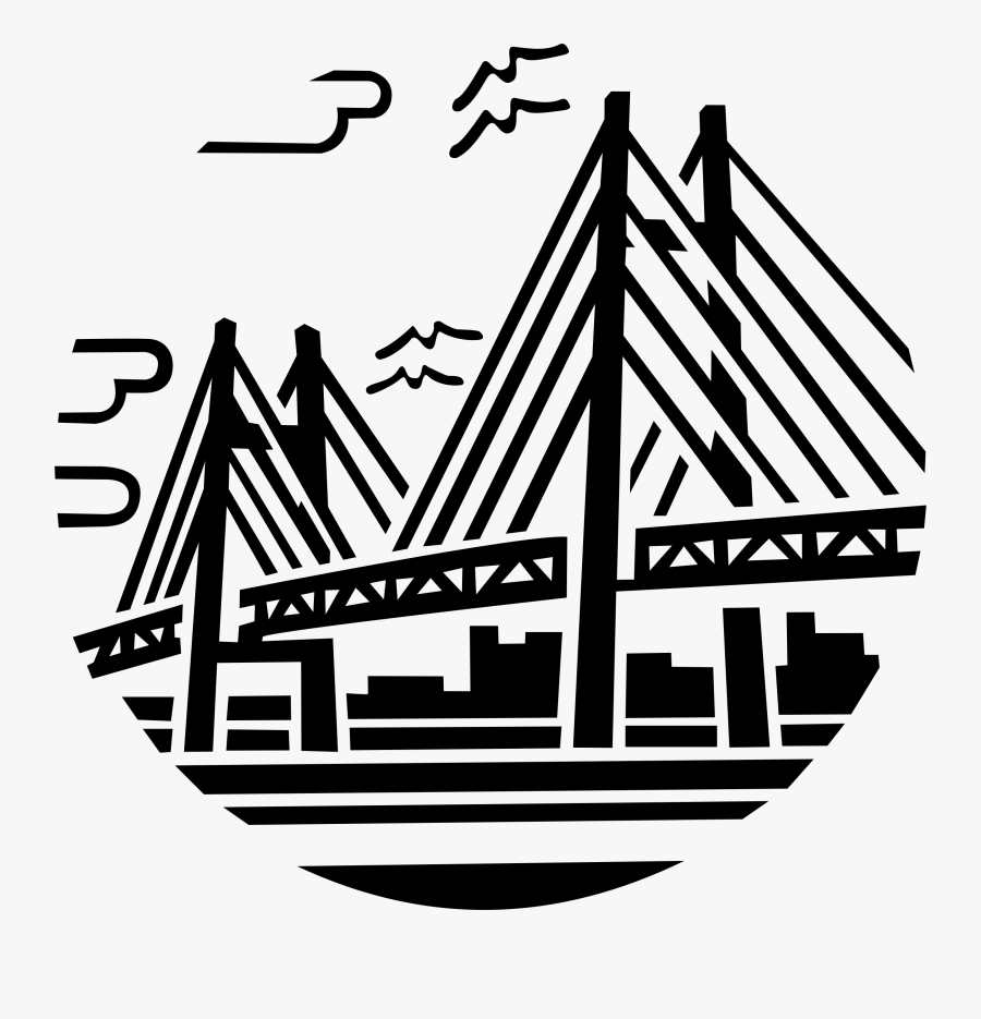 Stylized Bridge Silhouette Clip Arts - Silueta De Puente Colgante ...