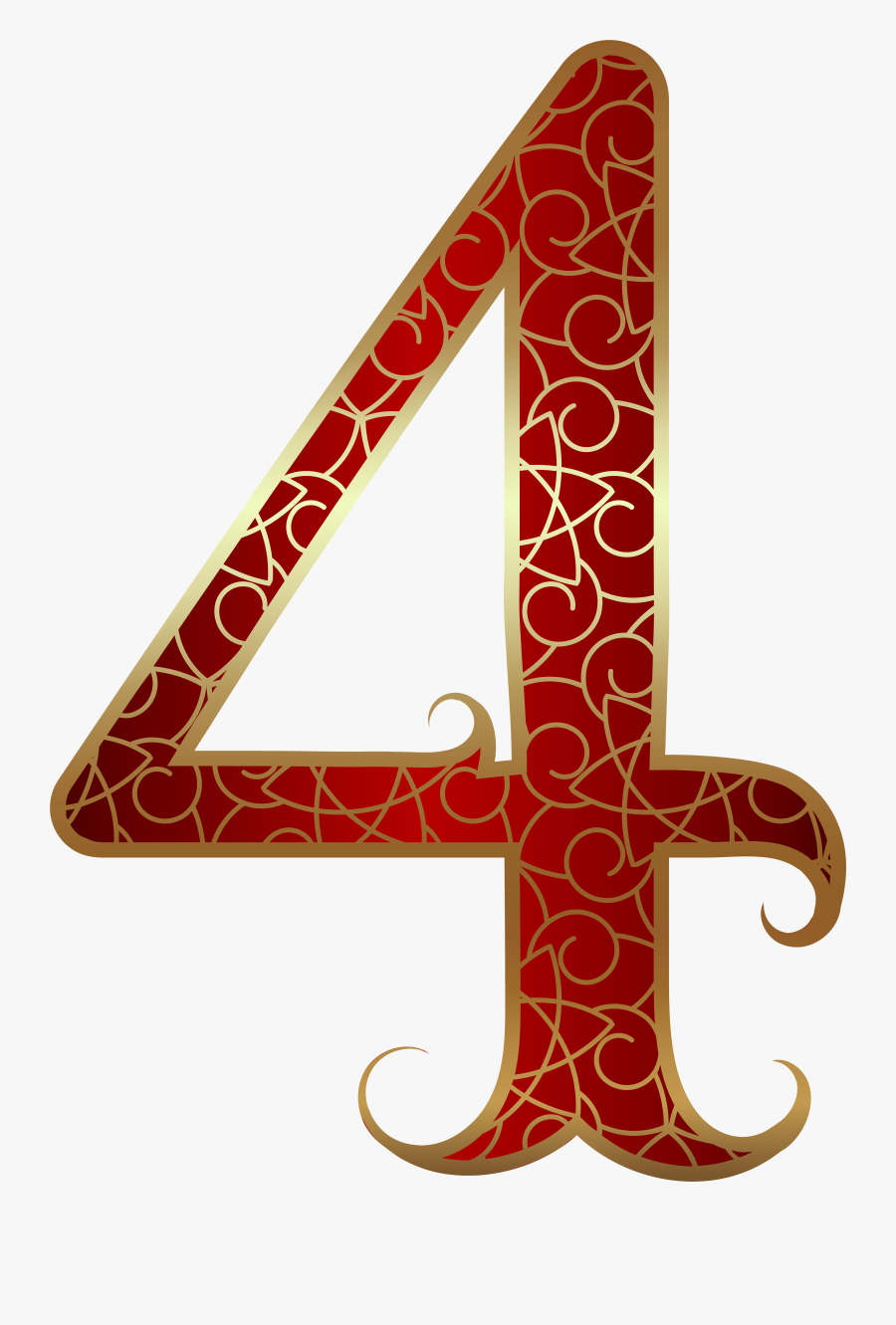 Number Four Gold Shining Png Clip Art Image Gallery - Calligraphy ...