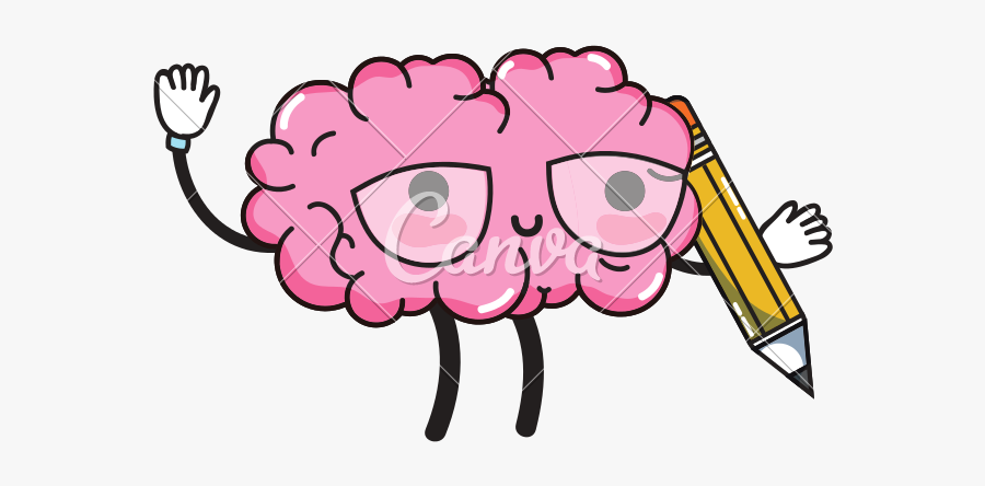 Kawaii Happy Brain With - Cartoon Cute Brain Drawing , Free Transparent ...