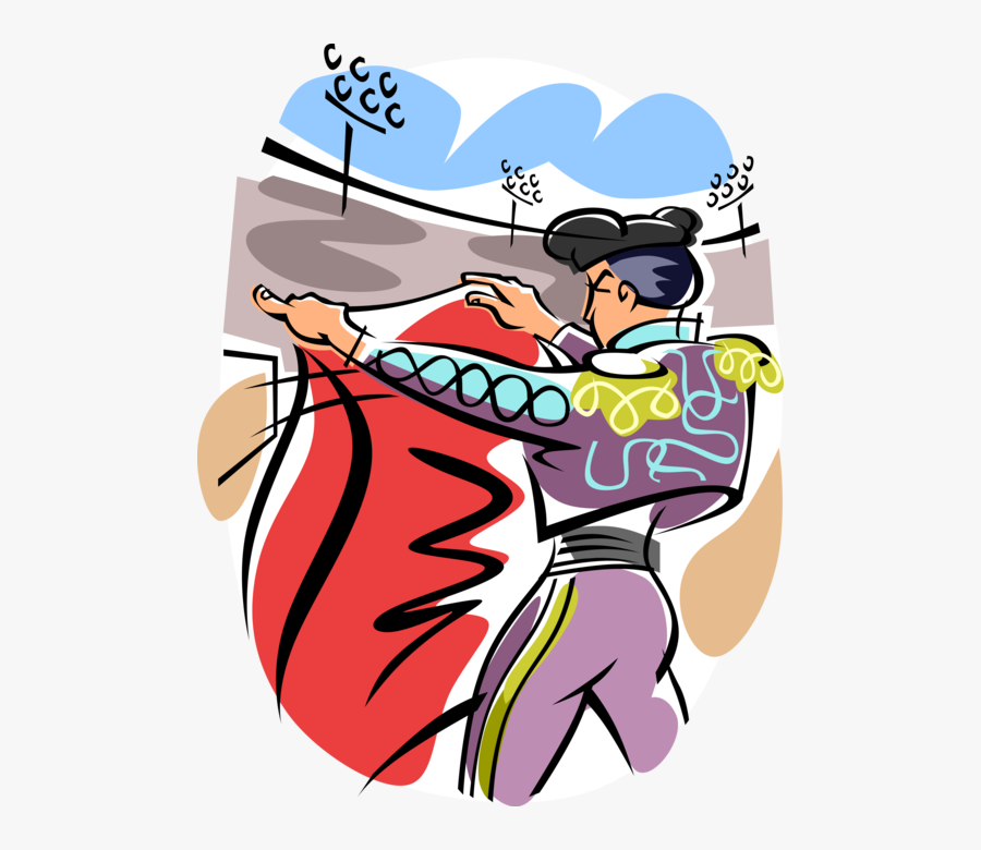 Vector Illustration Of Spanish Toreador Bullfighter - Cartoon , Free ...
