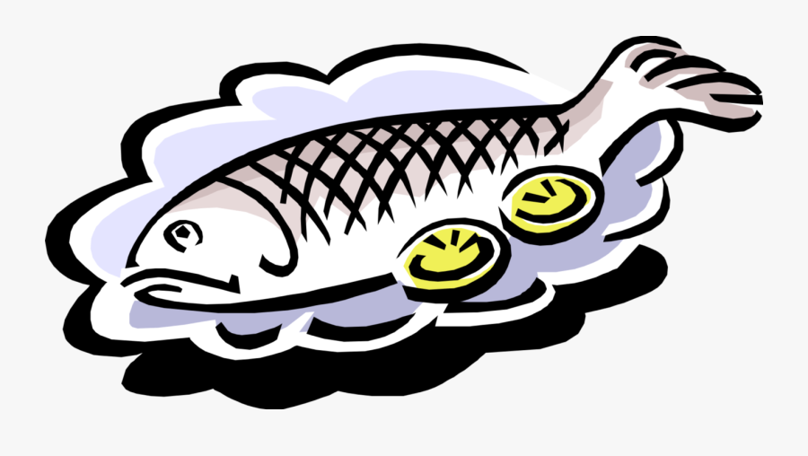 Vector Illustration Of Whole Baked Fish Dinner With - Clipart Pesce ...