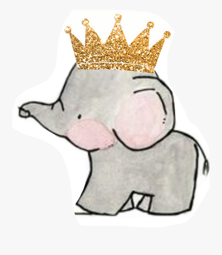 Gold Glitter - Elephant With Crown Cartoon , Free Transparent Clipart ...