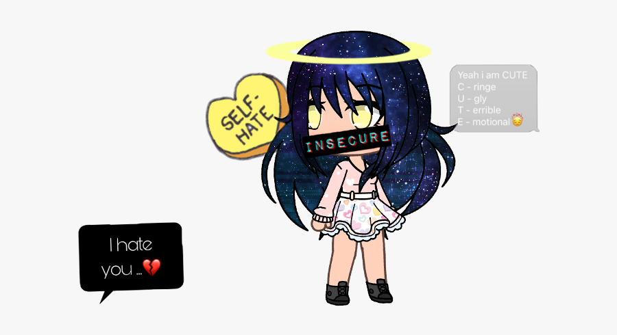 Gacha Gachalife Insecure Selfhate Freetoedit - Cartoon , Free ...