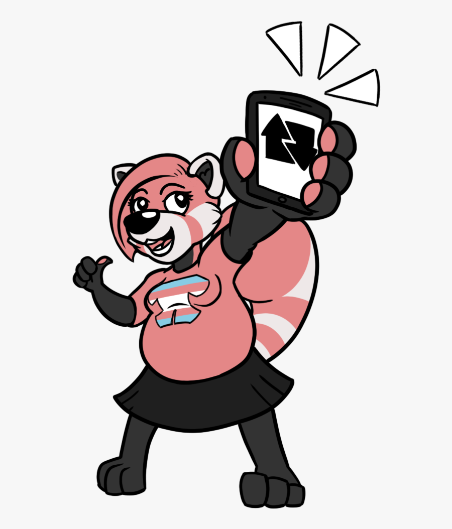 An Excited Red Panda Holding Up A Smartphone - Cartoon , Free ...
