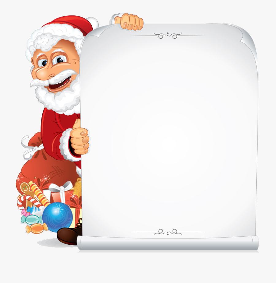 Clip Art Christmas Scroll Clip Art - Santa Holding A Sign Clipart ...