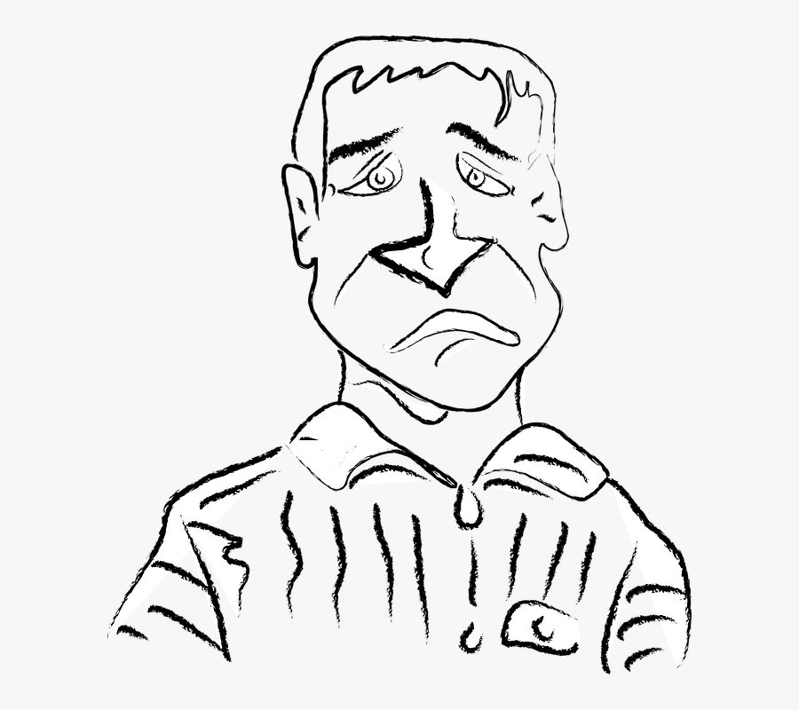 Man, Sad, Unhappy, Face - Sad Man Coloring Page , Free Transparent ...