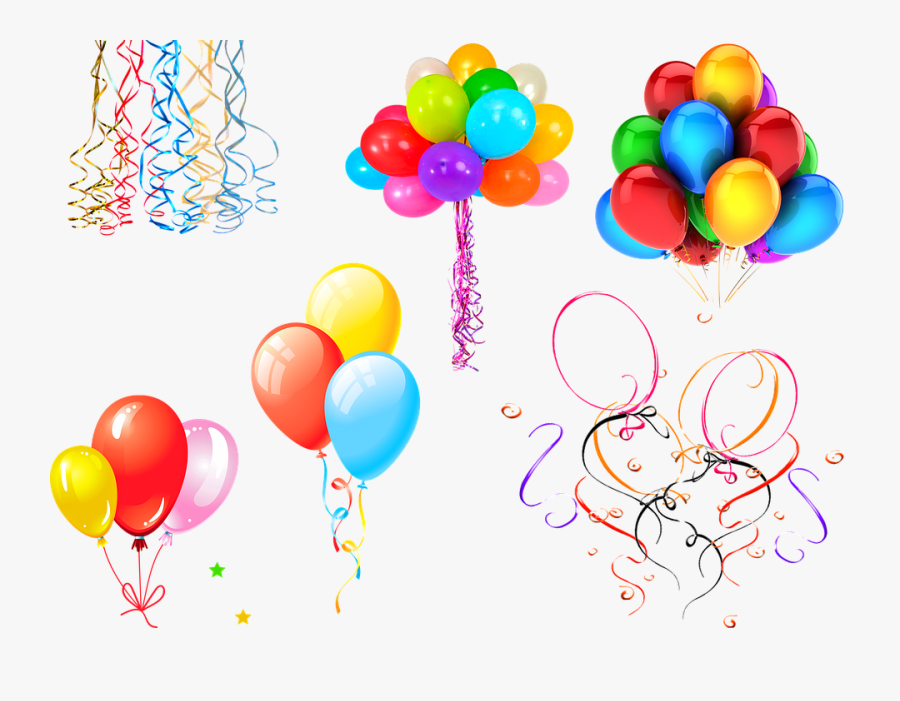 Rainbow Color Balloons, Confetti, Balloons - Transparent Background ...
