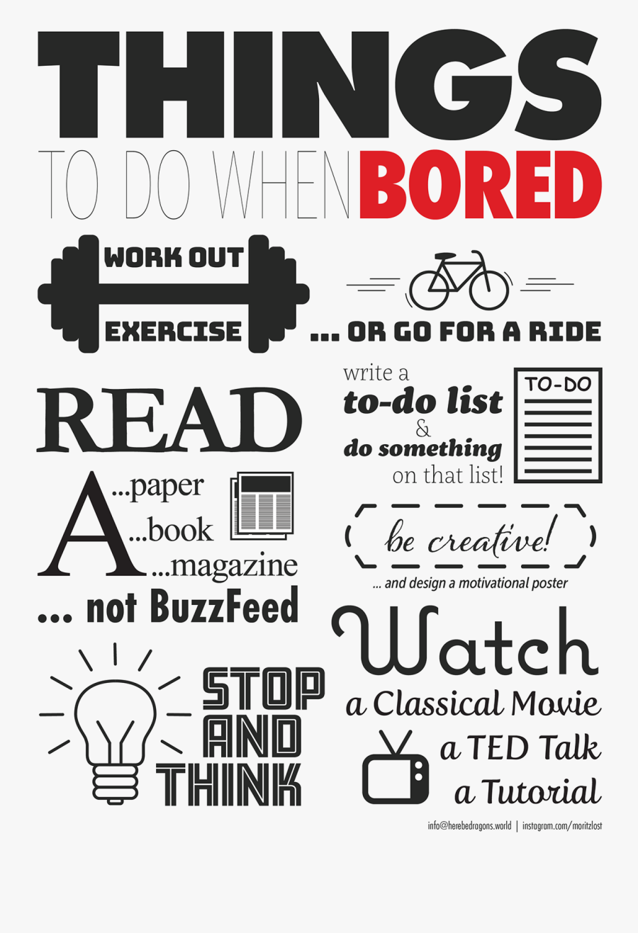 Clip Art When Bored On Behance - A4 Size Motivational Posters , Free ...