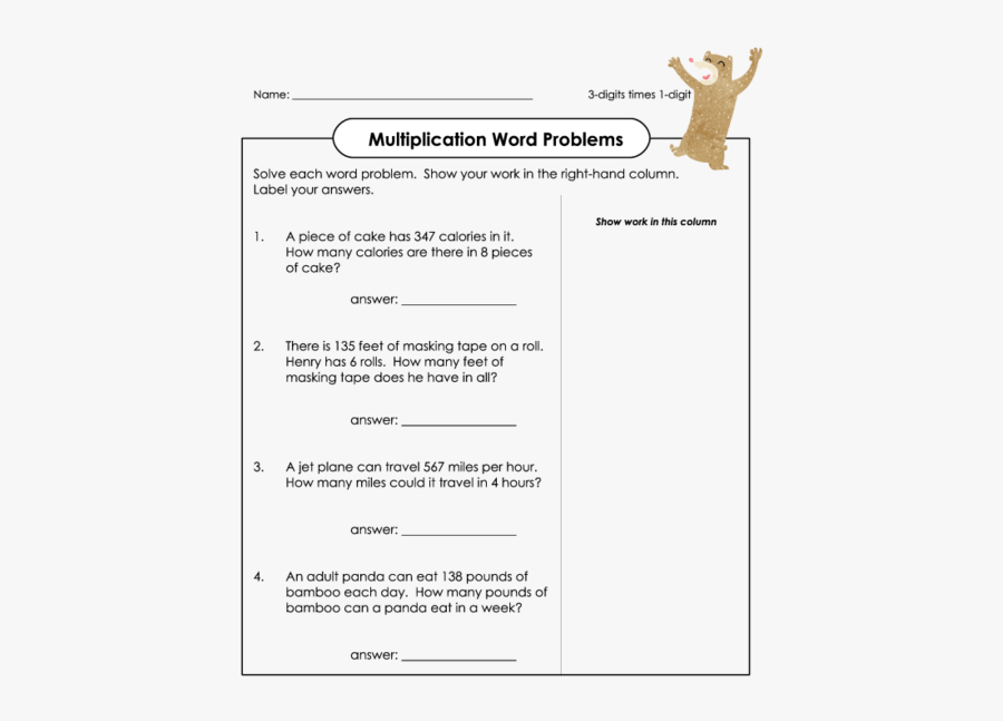 Digit Problems The - Multiplication Word Problem 3 Digit X 1 Digit ...