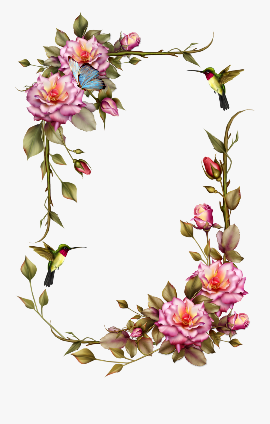 Happy Birthday Frame Flowers , Free Transparent Clipart - ClipartKey