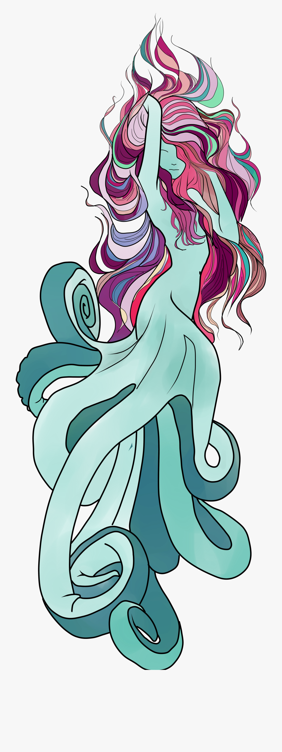 Octopus Clipart Colored - Mermaid Octopus , Free Transparent Clipart ...