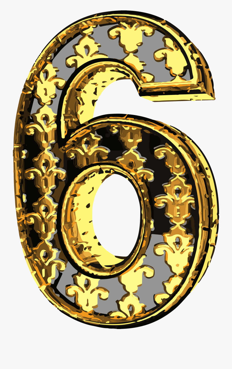 Elegant Vintage Number Six Png Clip Art Image - Clip Art , Free ...