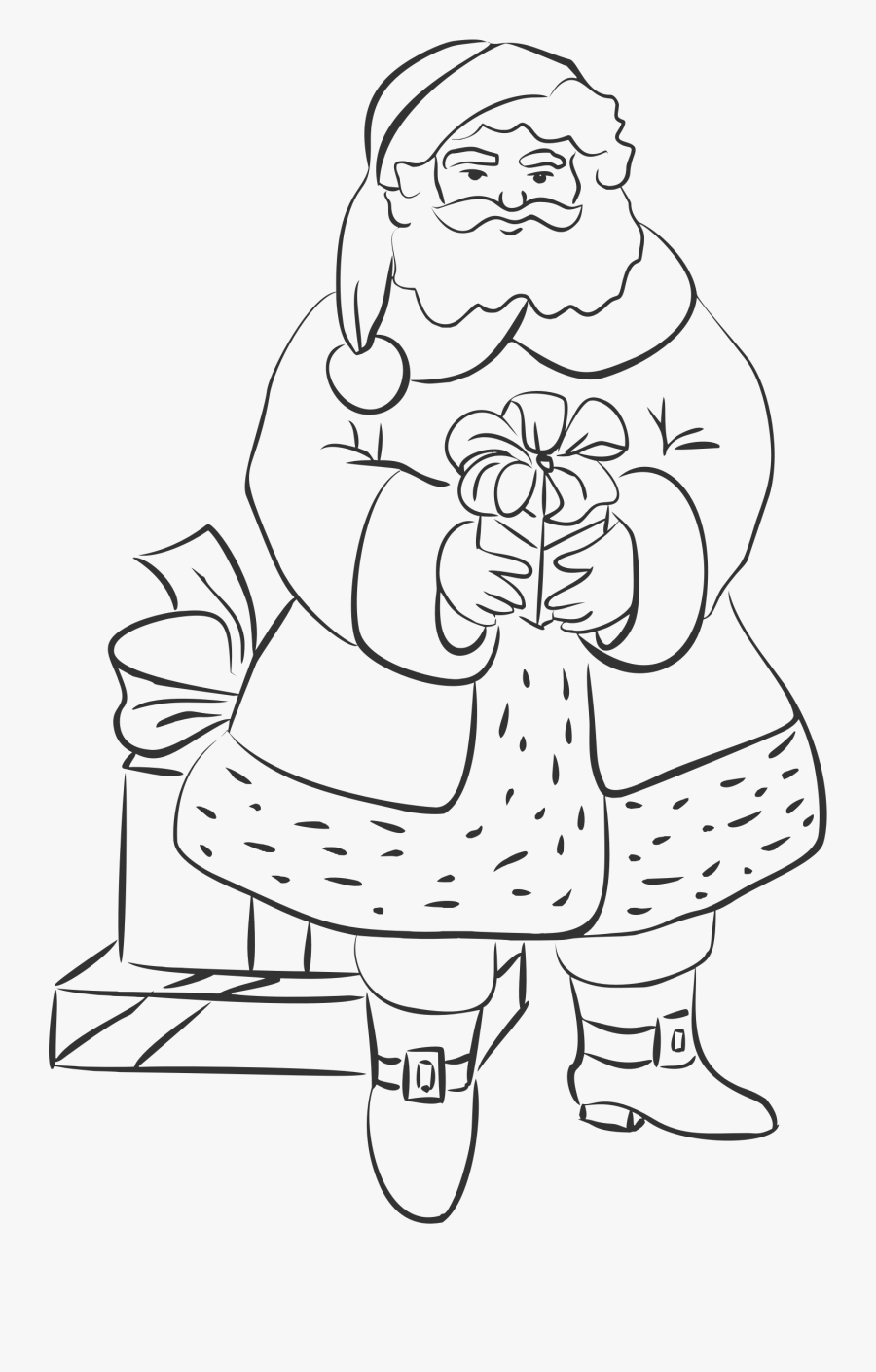 Santa Claus And Presents Line Art Clip Arts - Santa Claus Line Drawing ...