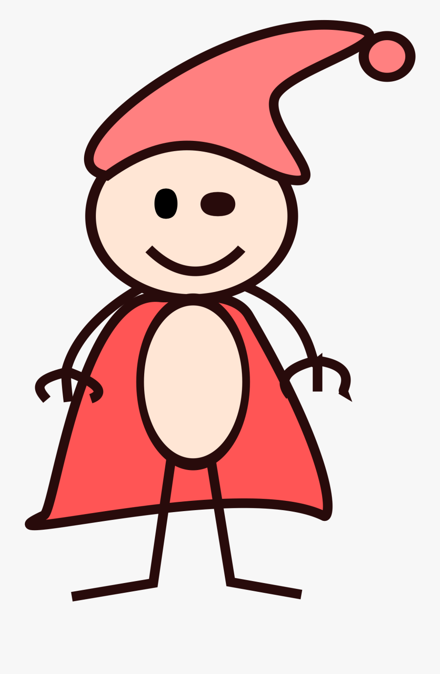 Stick Boy In A Red Cape With Red Hat - Clip Art Boy In Cape , Free ...