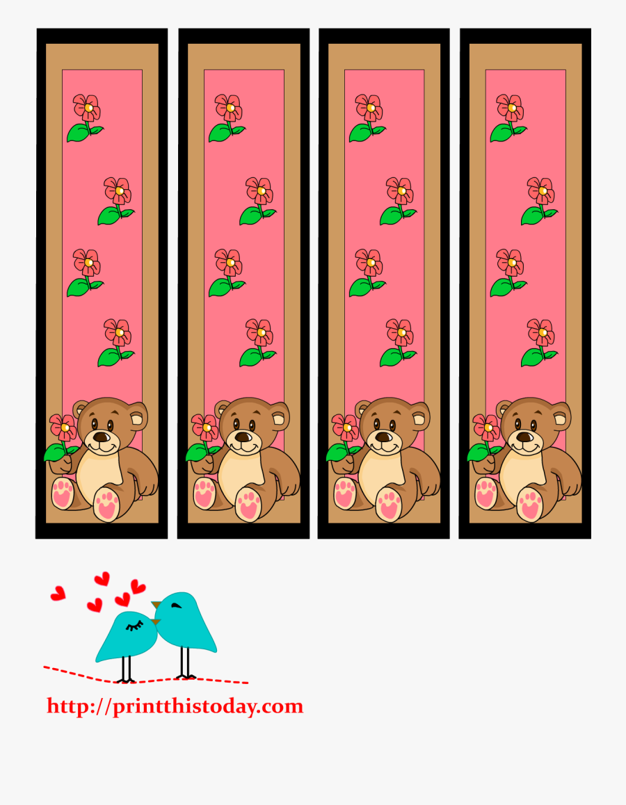 Bookmarks With Teddy Bear And Flowers Image - Teddy Bear Bookmarks ...
