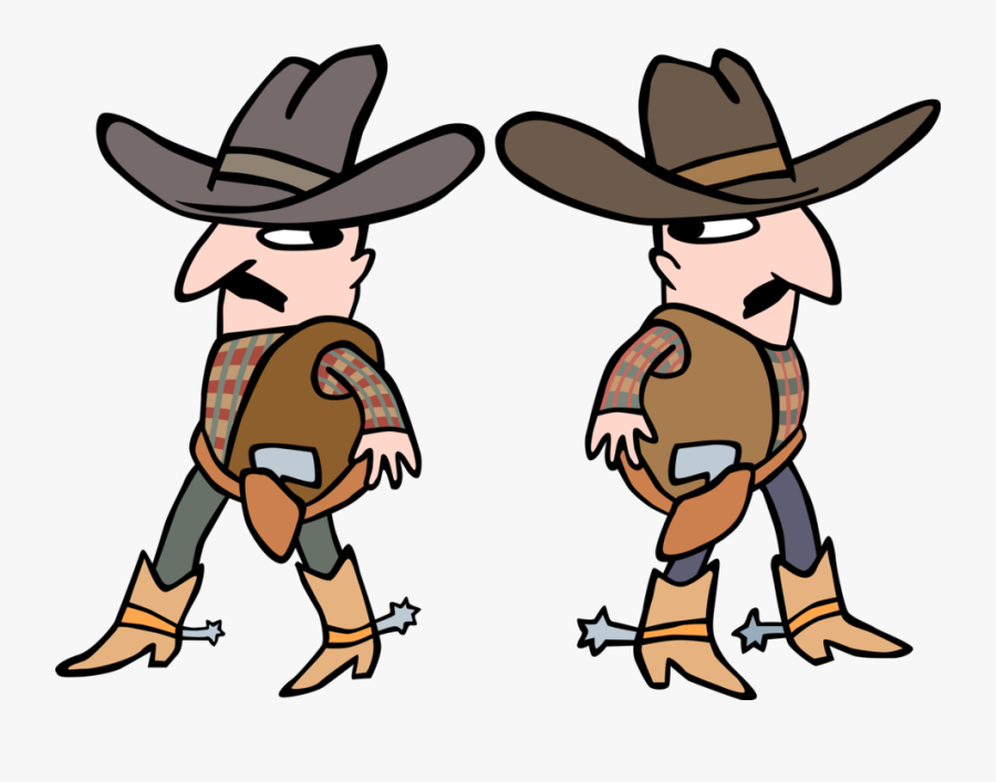 Vector Illustration Of Western Adversary Cowboys In - Cartoon , Free ...