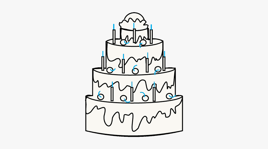 How To Draw Cake - 3 Layered Cake Drawing , Free Transparent Clipart ...
