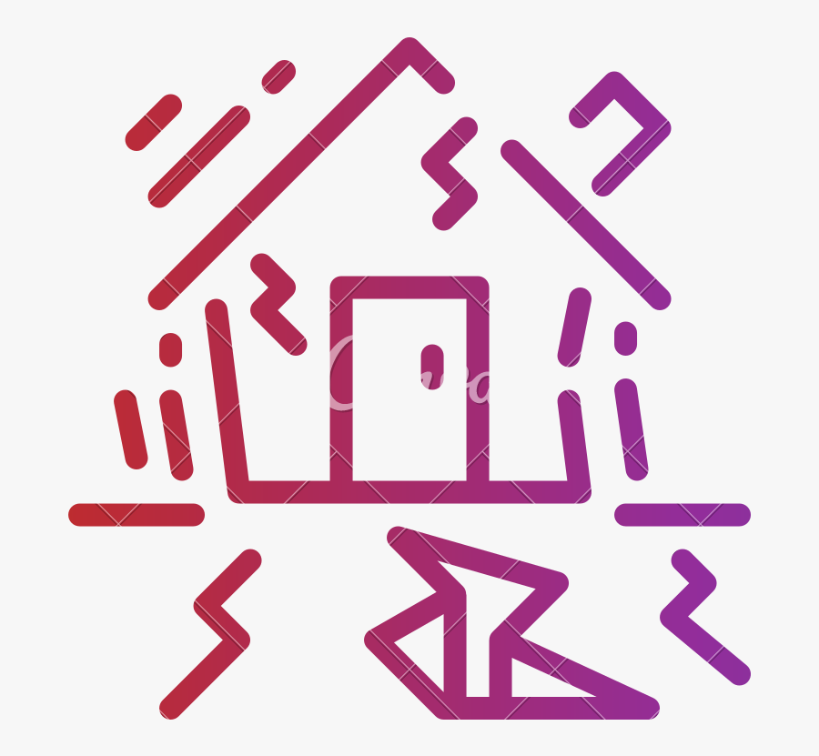 Cracked Buildings Disaster Nature - Earthquake Icon Png , Free ...