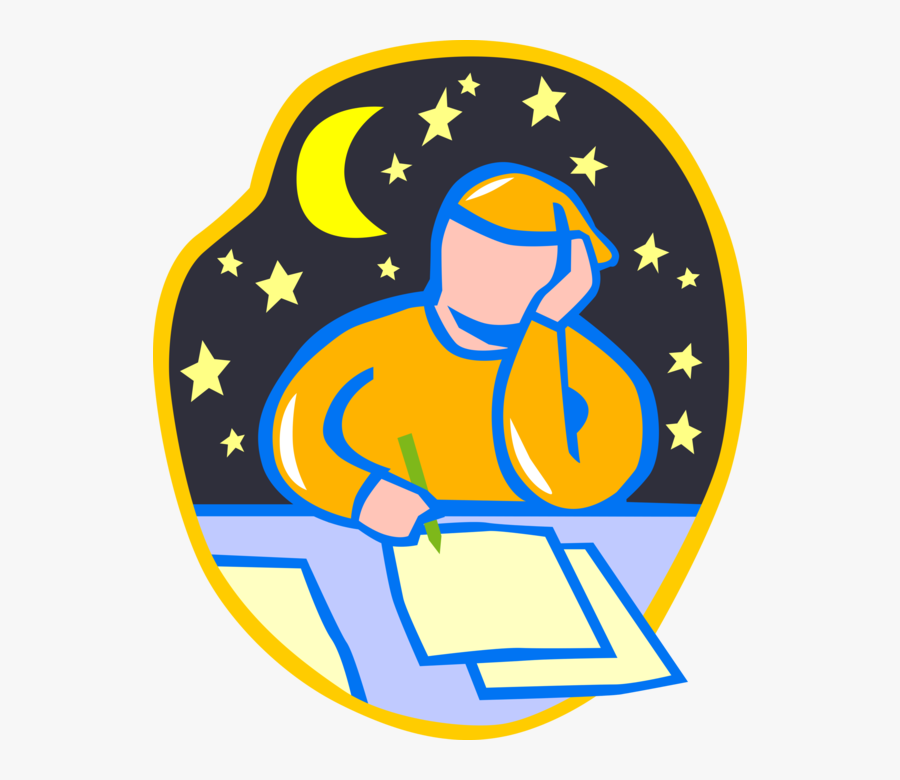 Vector Illustration Of Student With School Homework - Student , Free ...