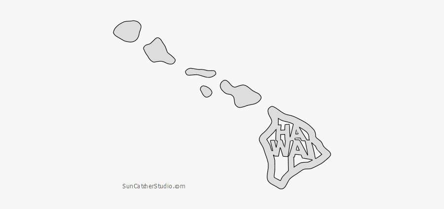 Hawaii Map Outline Shape State Stencil Clip Art Scroll - Hawaii , Free ...