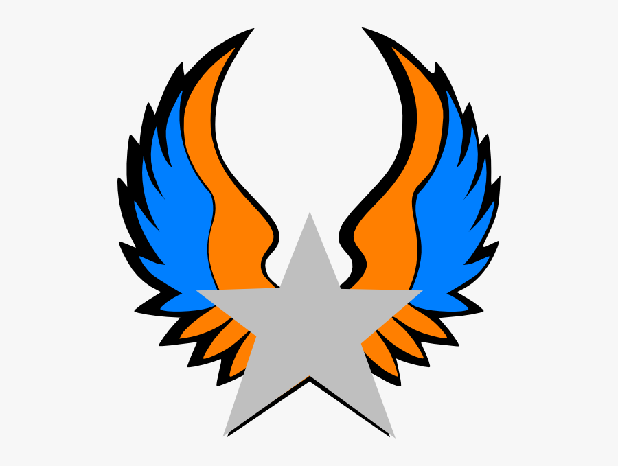 Orange And Blue Star Wings Svg Clip Arts - Blue And Orange Star , Free ...