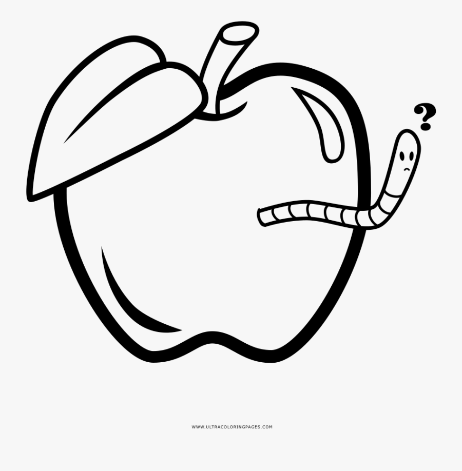 Apple Worm Coloring Page - Line Art , Free Transparent Clipart - ClipartKey