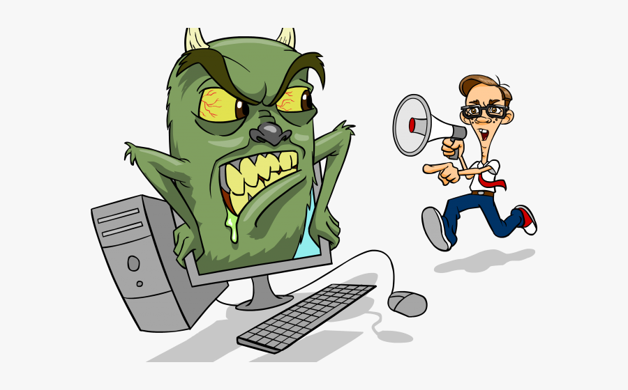 Transparent Happy Computer Clipart - Computer Virus Cartoon , Free ...