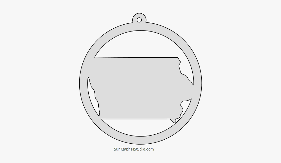 Iowa Map Inside Circle State Stencil Clip Art Scroll - Design , Free ...