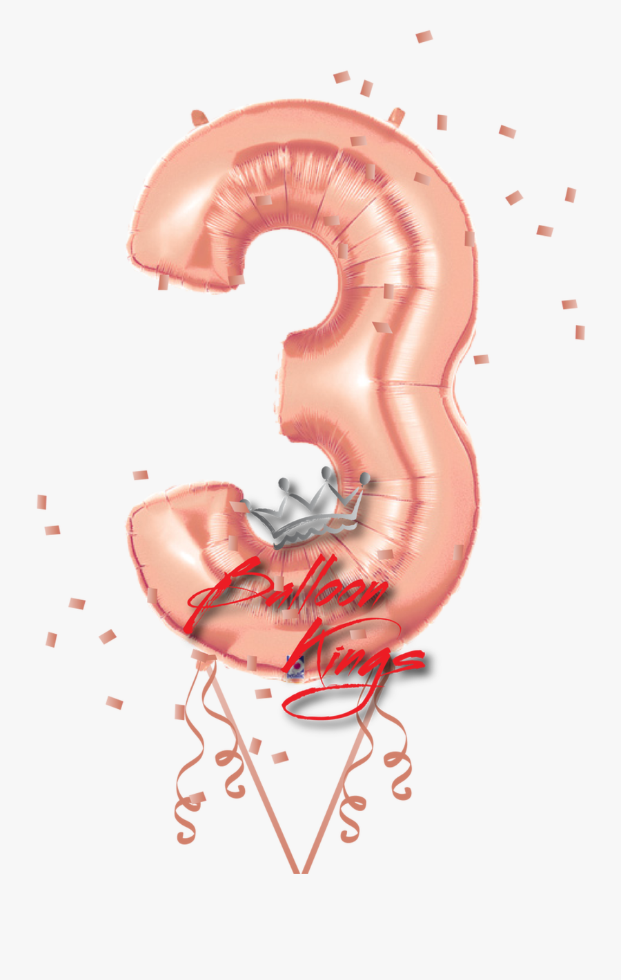 Rose Gold Number - Number 3 Balloon Png Transparent , Free Transparent ...