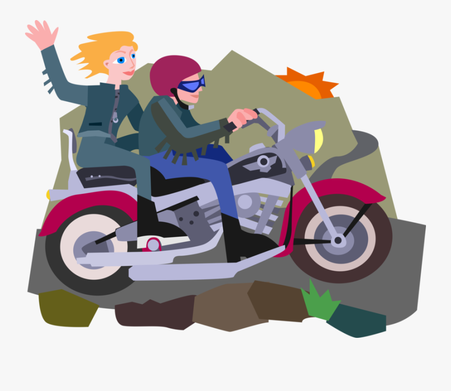 Vector Illustration Of Riders Ride Motorcycle Or Motorbike ...