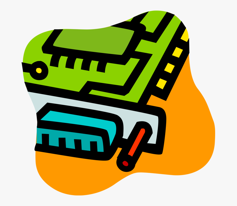 Vector Illustration Of Computer Printed Circuit Board - Vector Graphics ...
