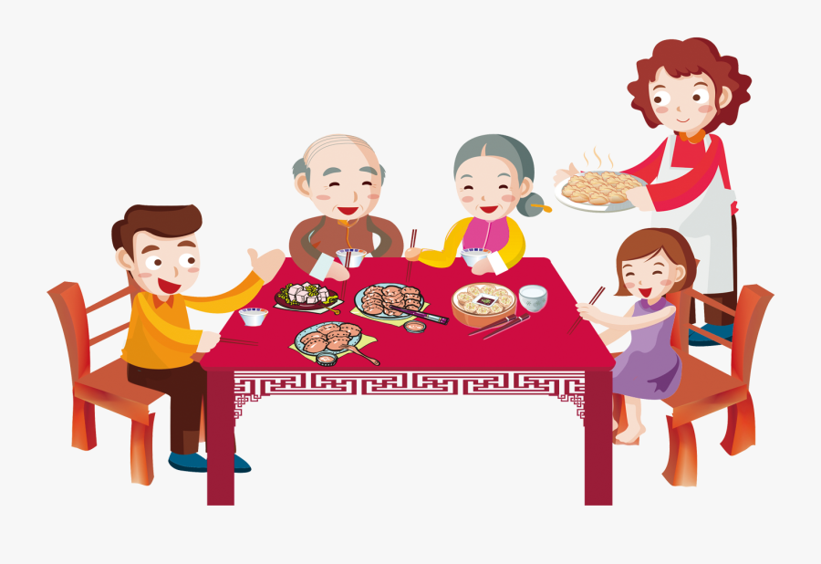 China Tangyuan Clip Art - Family Dinner In Cartoon , Free Transparent ...