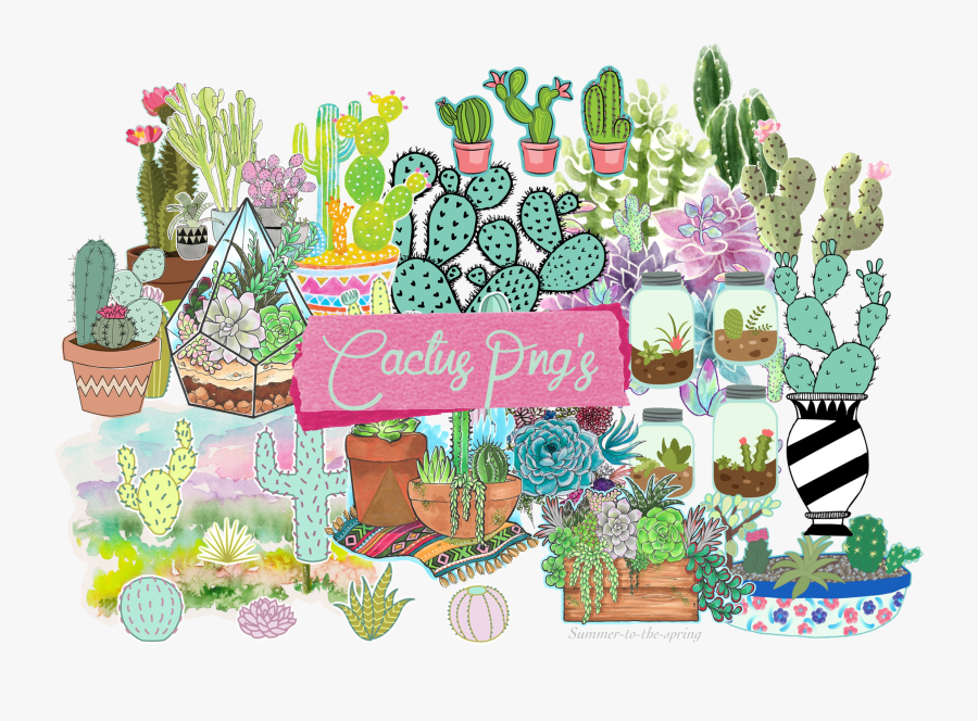 Spring Clipart Creative Market - Cactus Summer , Free Transparent ...
