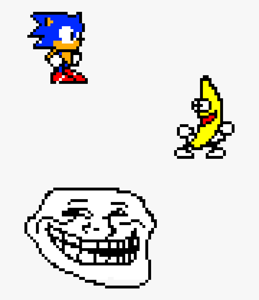 Troll Face Pixel Art Clipart , Png Download - Pixel Art Black And White ...