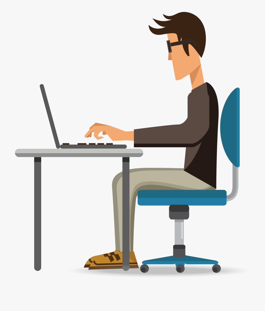 Man Working On Computer Vector , Free Transparent Clipart - ClipartKey