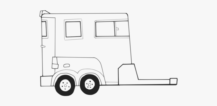 Car Carrier Trailer Design Outline Vector Graphics - Horse Trailer Clip ...